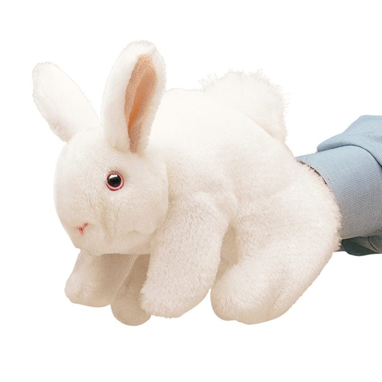 Folkmanis Rabbit, Bunny White Puppet – Canadian Puppet Shop
